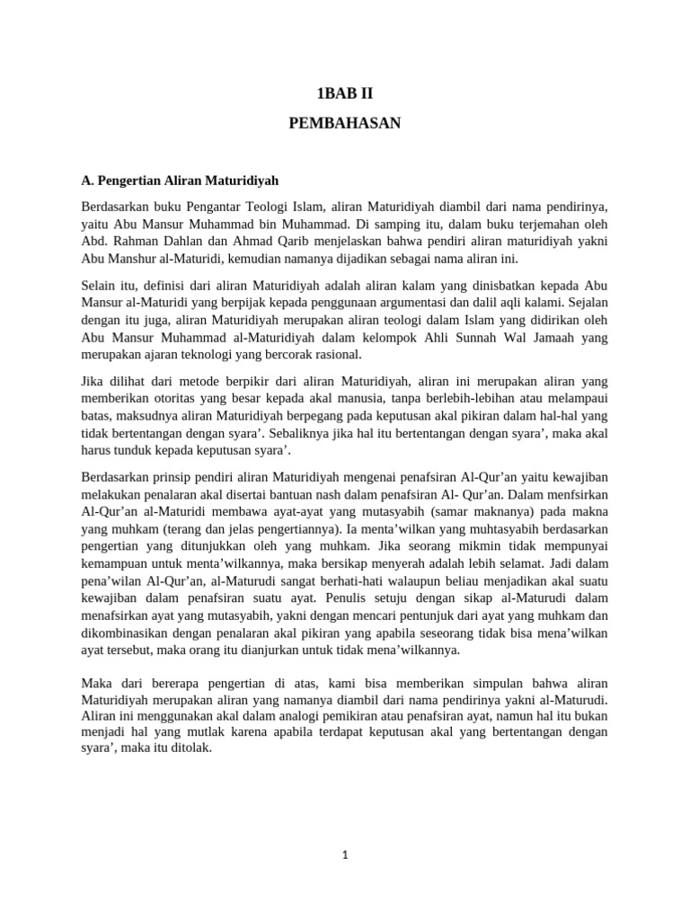 BAB II Makalah Tauhid Ilmu Kalam (AutoRecovered) | PDF