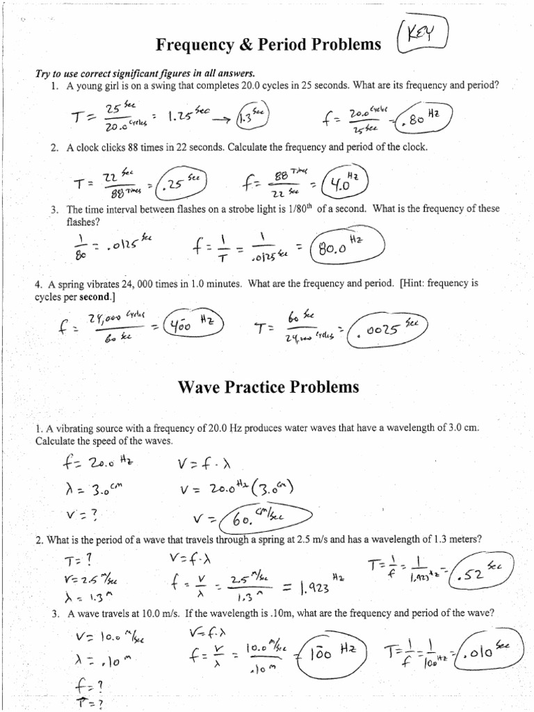 Frequency, Period, Wave Problem Answers | PDF