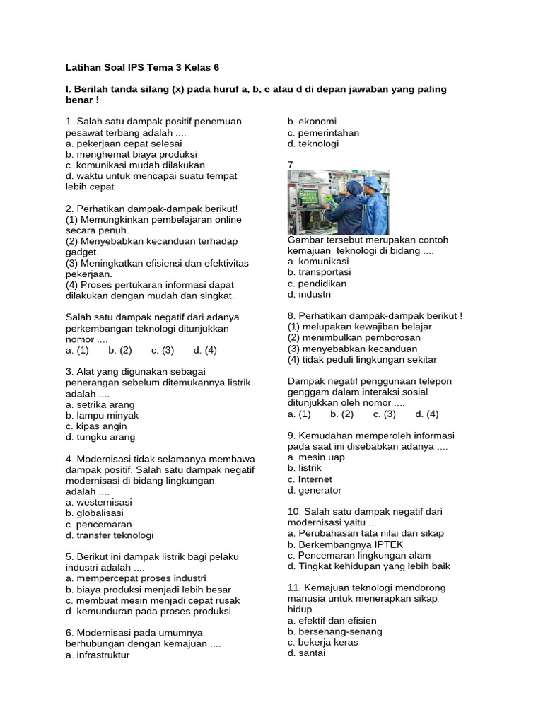 Latihan Soal IPS Tema 3 Kelas 6 | PDF