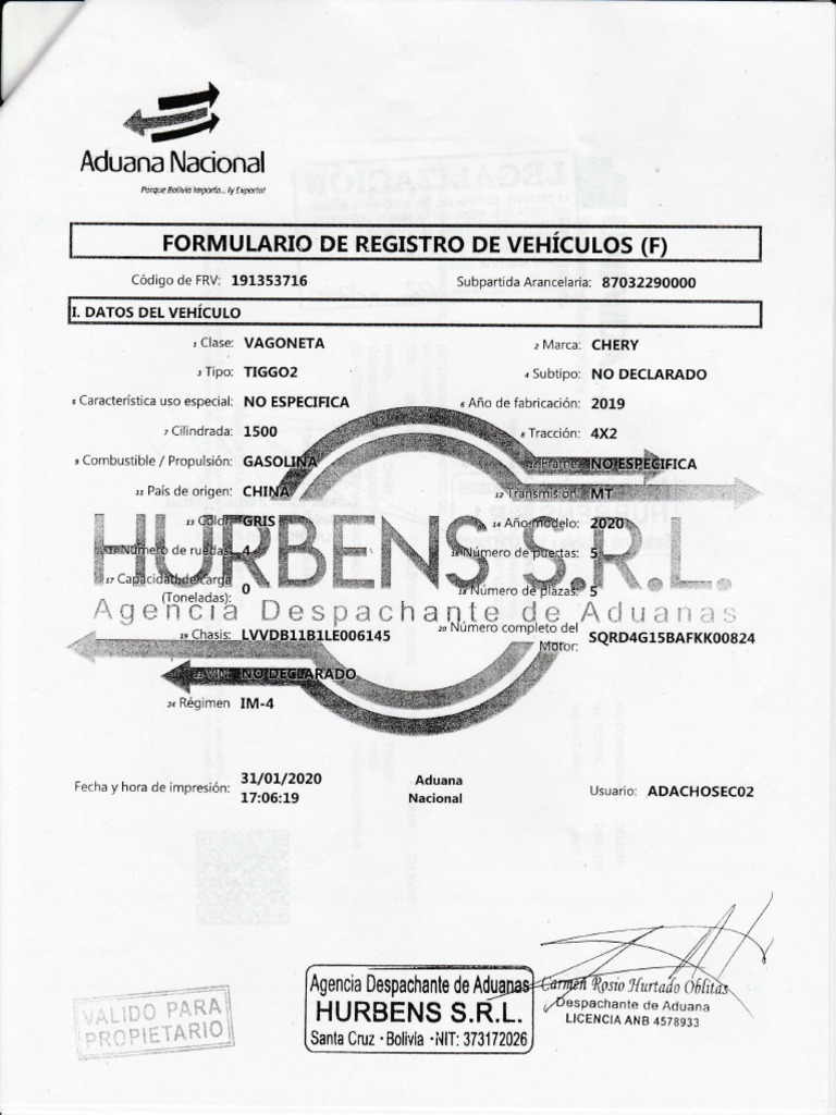 Formulario de Aduana 1 | PDF