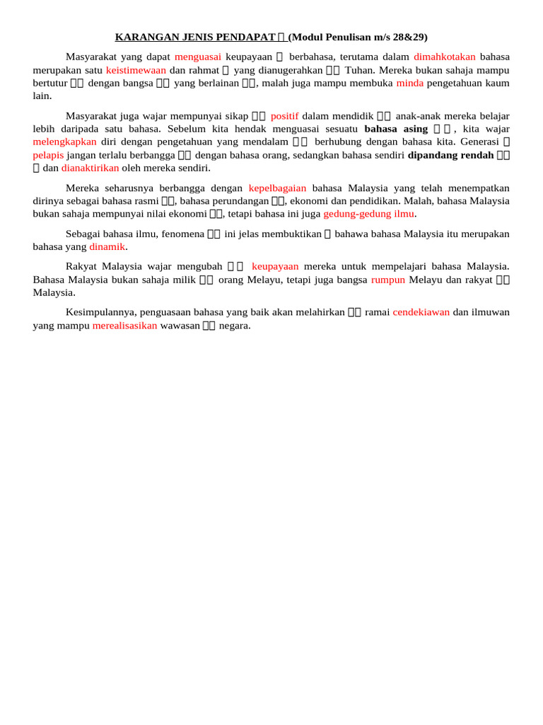 KARANGAN JENIS PENDAPAT见 | PDF