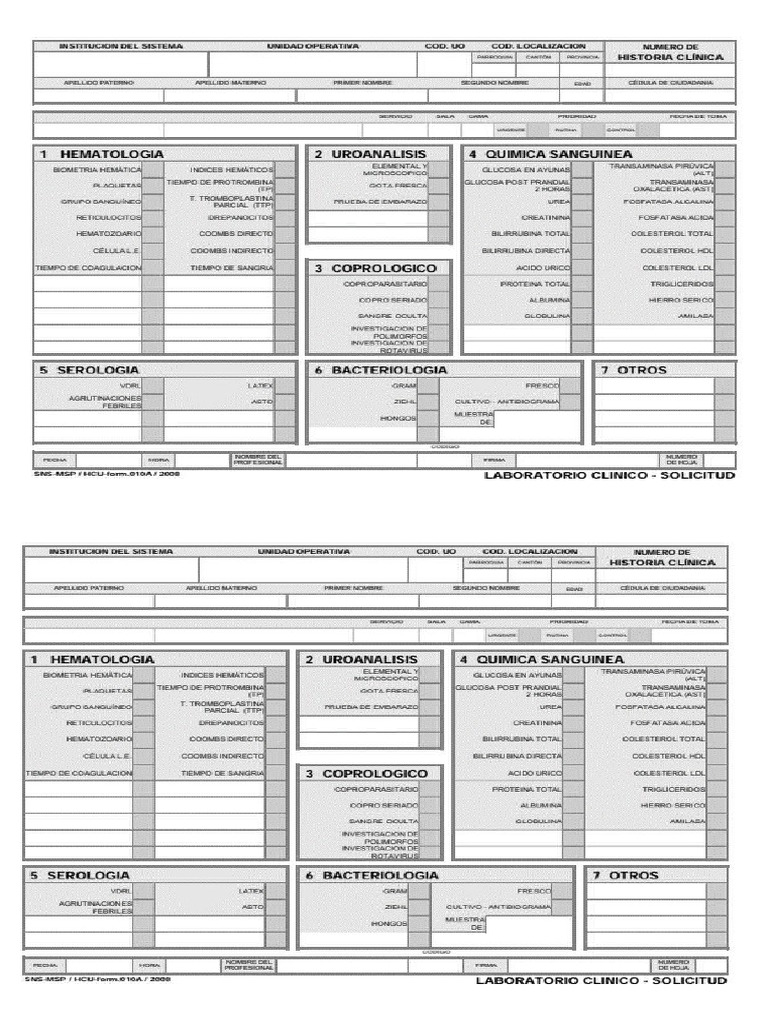 PEDIDO DE LABORATORIO EXAMENES | PDF