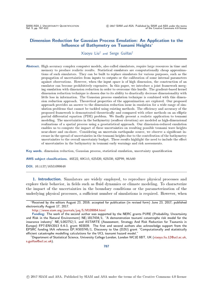 Dimension Reduction For Gaussian Process Emulation: An Application To The Influence of ...