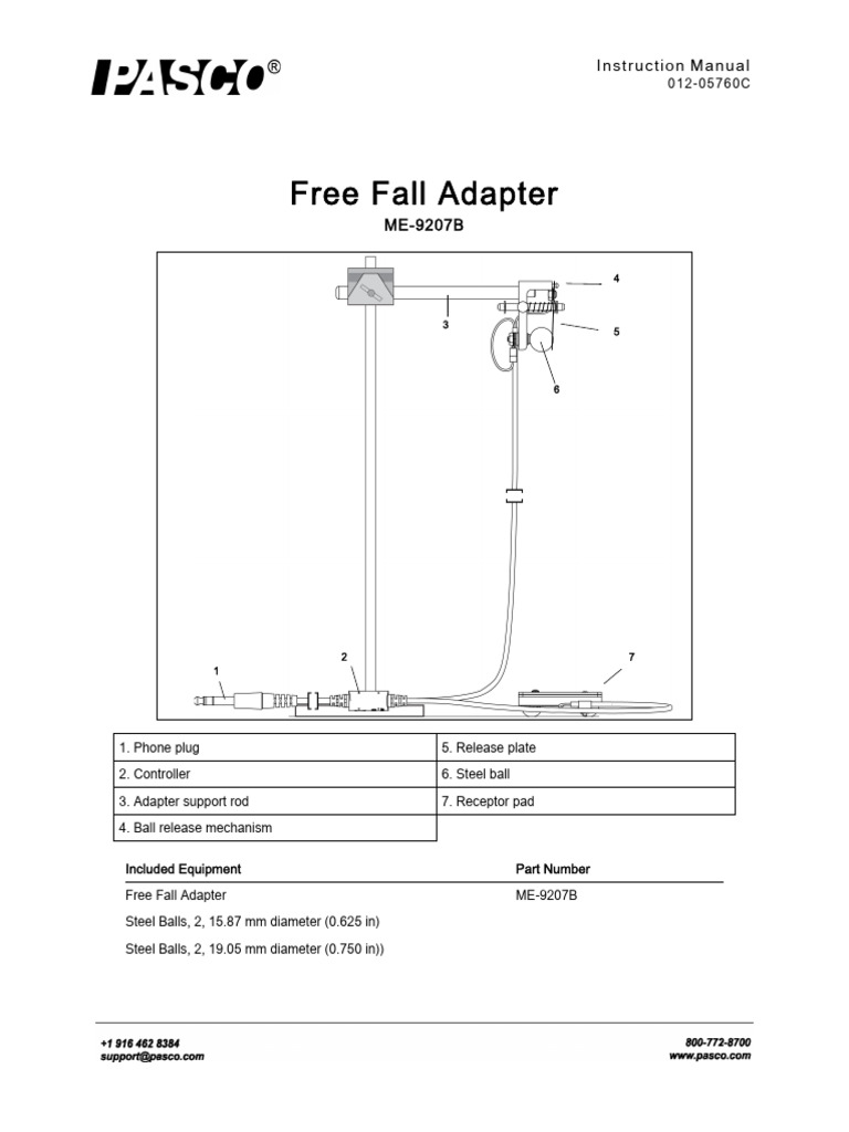 Free Fall Adapter: Instruction Manual | PDF