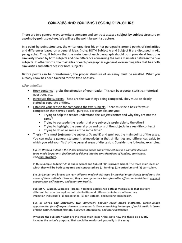 Compare and Contrast Essay Structure With Sample (Teacher Vs Doctors ...