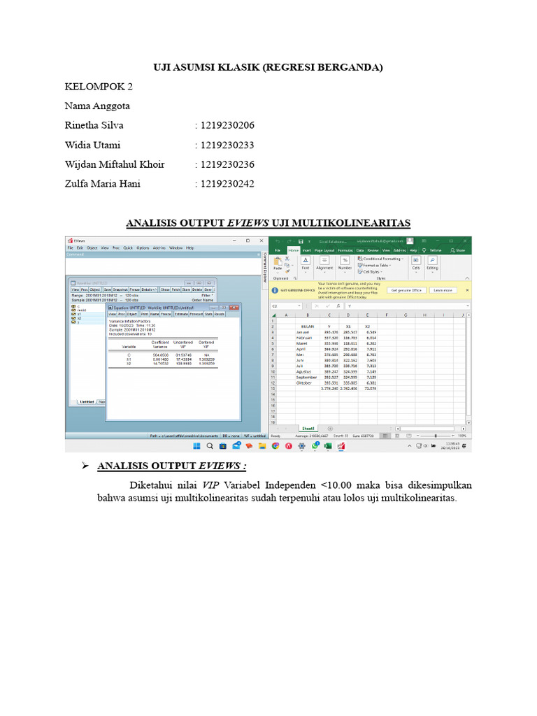 Uji Asumsi Klasik Kel 2 | PDF