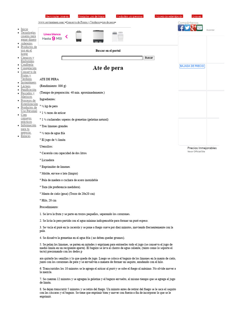 Ate de Pera 2 | PDF | Fruta | Agua