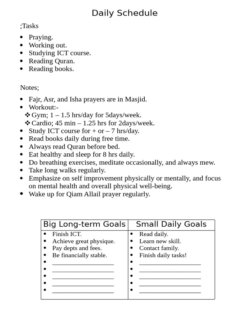 daily schedule | PDF