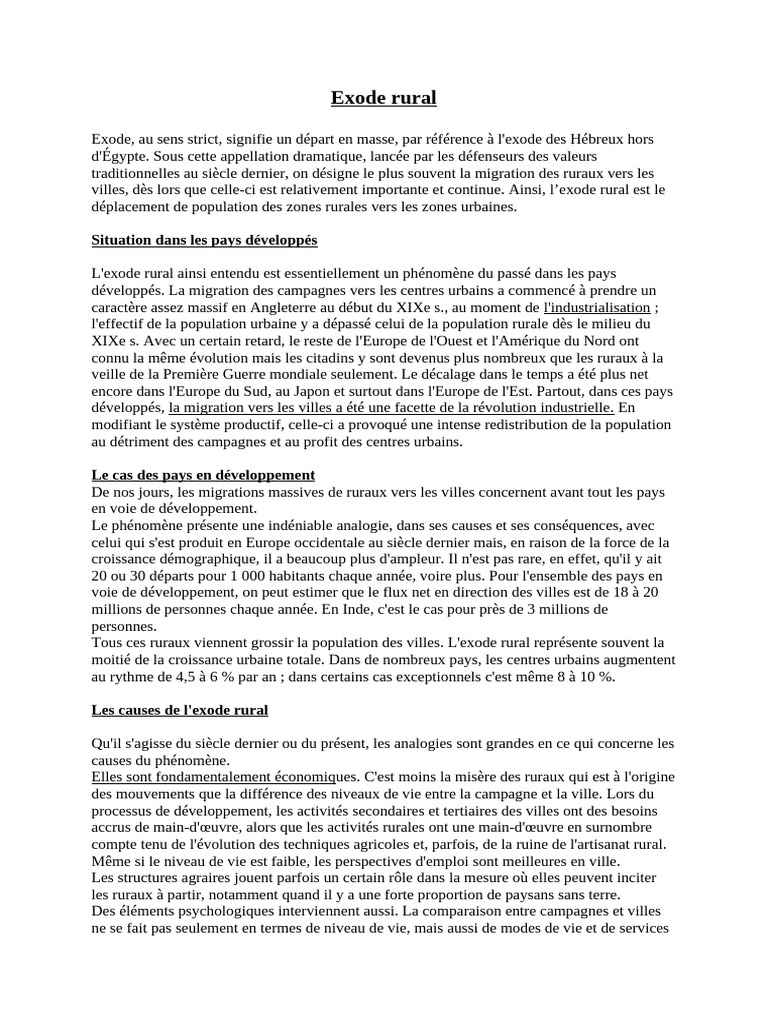 Exode rural | PDF
