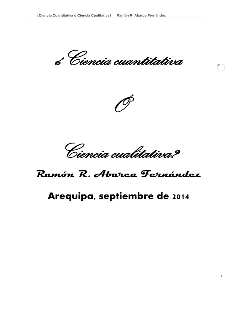 Libro Ciencia Cuantitativa y Cualitativa Ramon Abarca | PDF