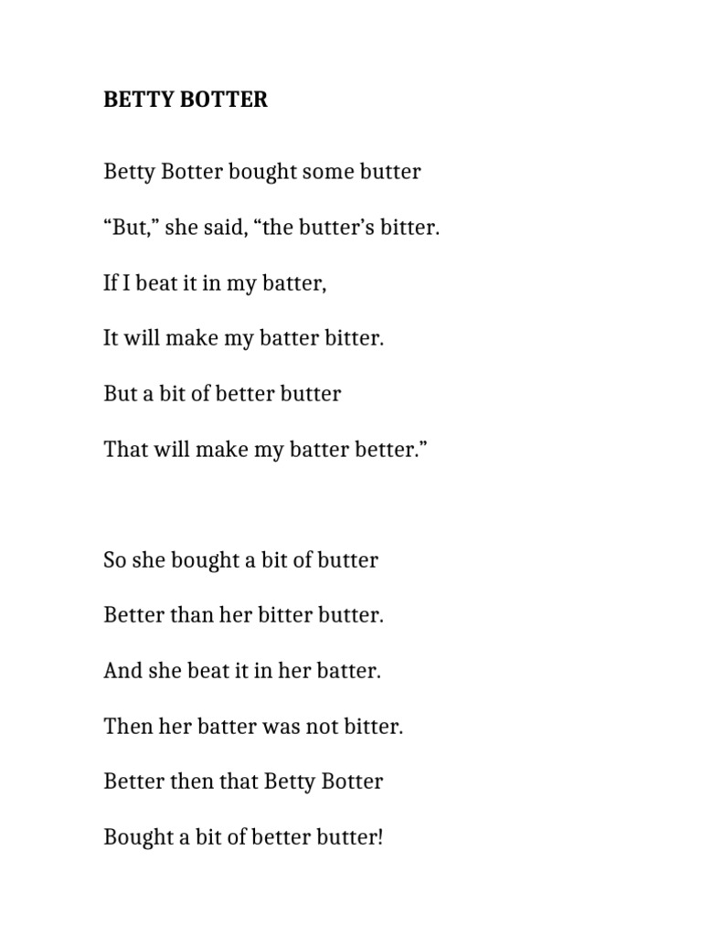 Betty Botter | PDF