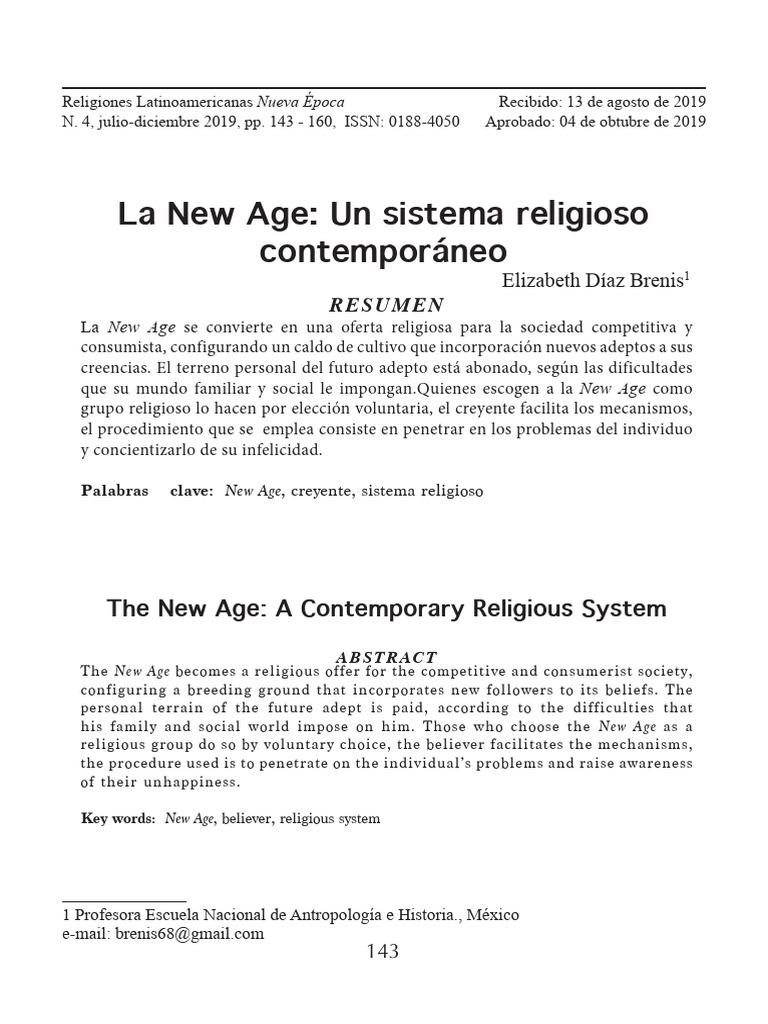 La New Age, Un Sistema Religioso Contemporáneo, de Elizabeth Díaz ...