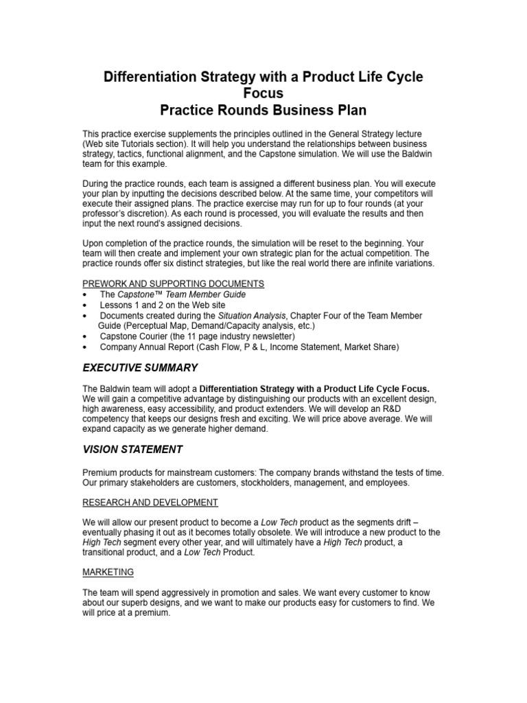 Differentiation Strategy with a Product Life Cycle Focus | PDF