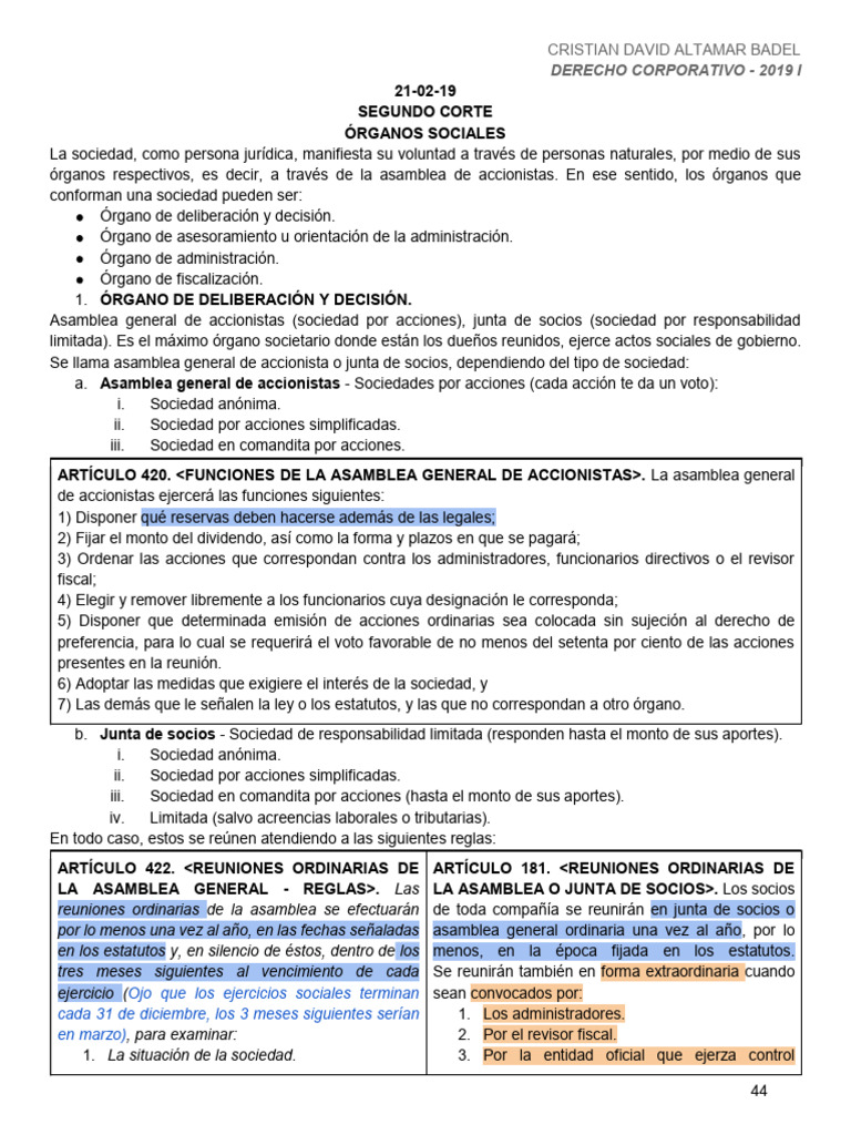 Organos Societarios | PDF