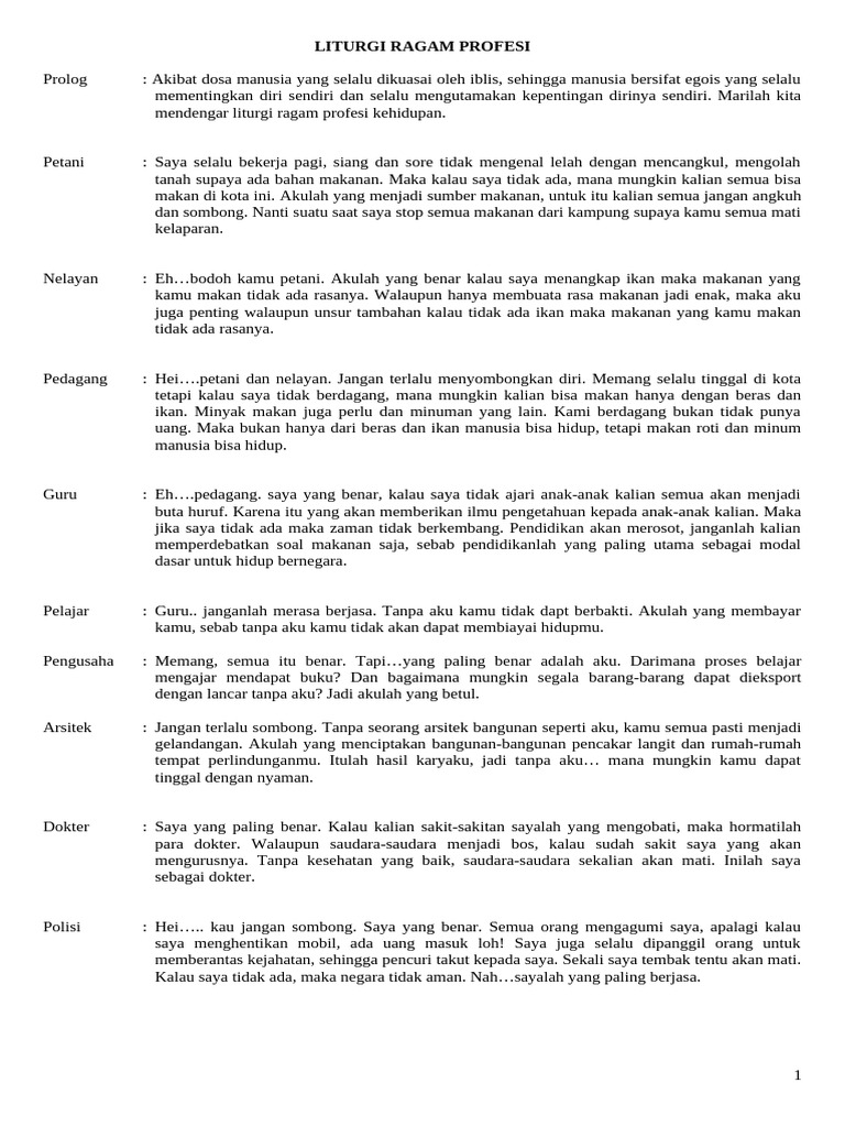 Liturgi Ragam Profesi | PDF