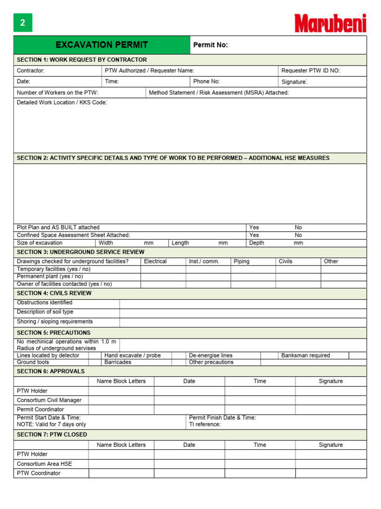 2. Excavation Work Permit Rev. 2 | PDF