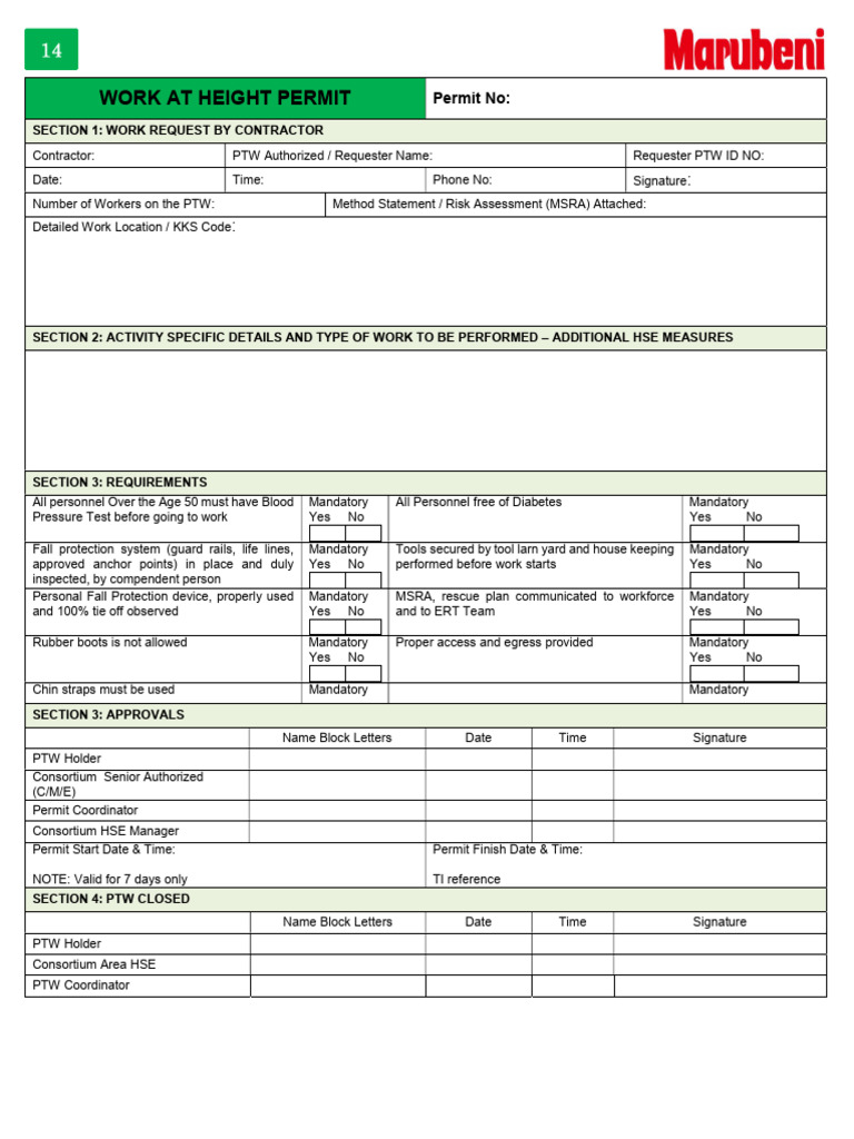 14. Work At Height Permit Rev. 2 | PDF