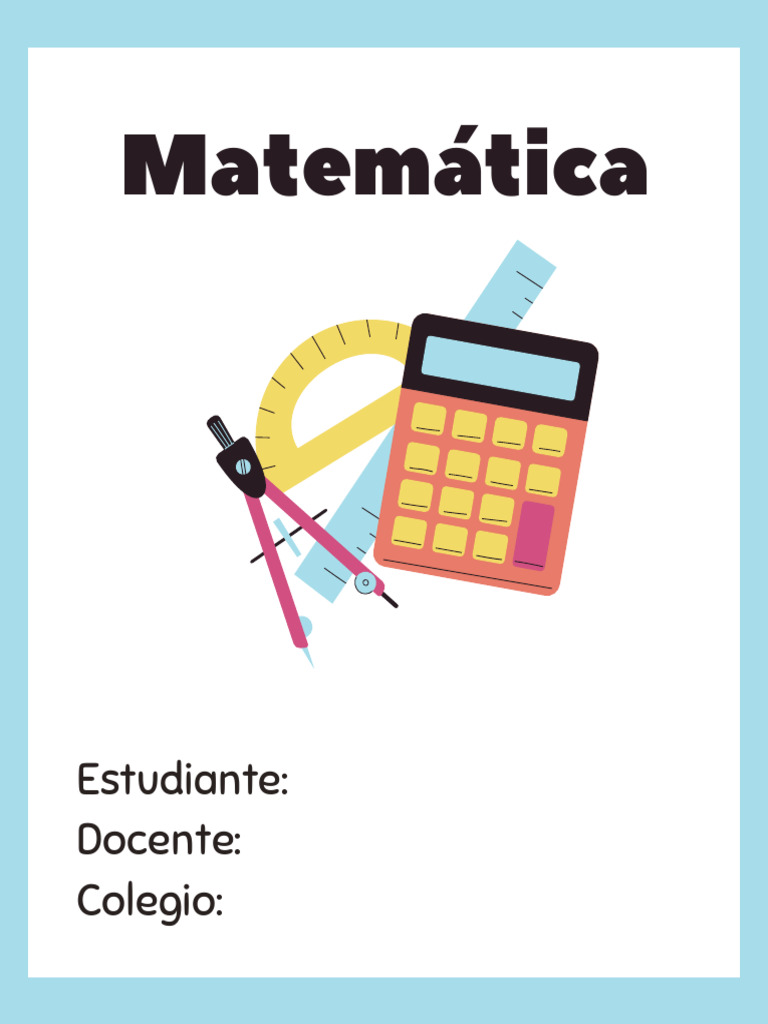 Documento A4 de Carátula de Matemática Ilustrativa Celeste y Blanca | PDF