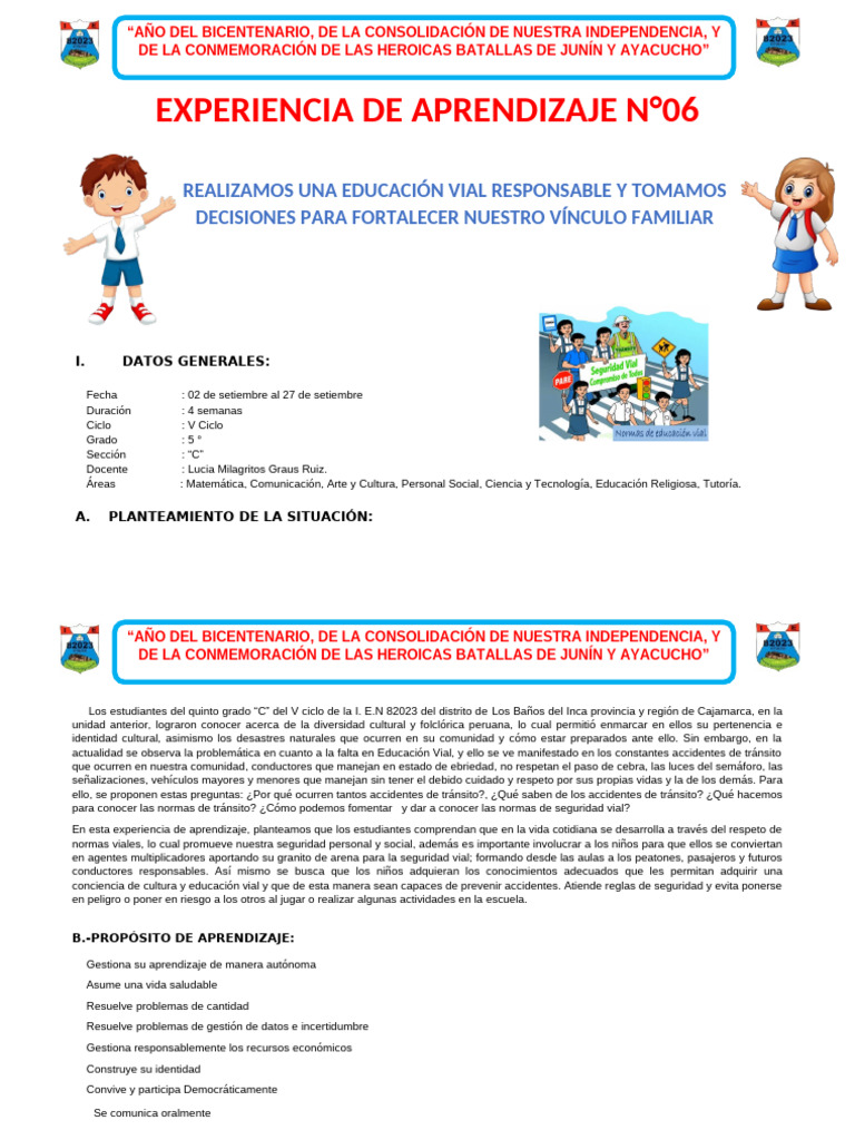 Experiencia de Aprendizaje Setiembre Quinto Grado | PDF