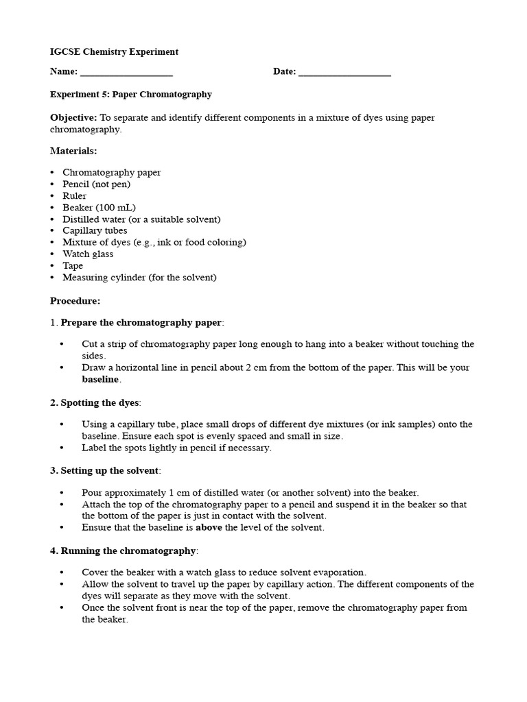 Paper Chromatography CHM240 | PDF