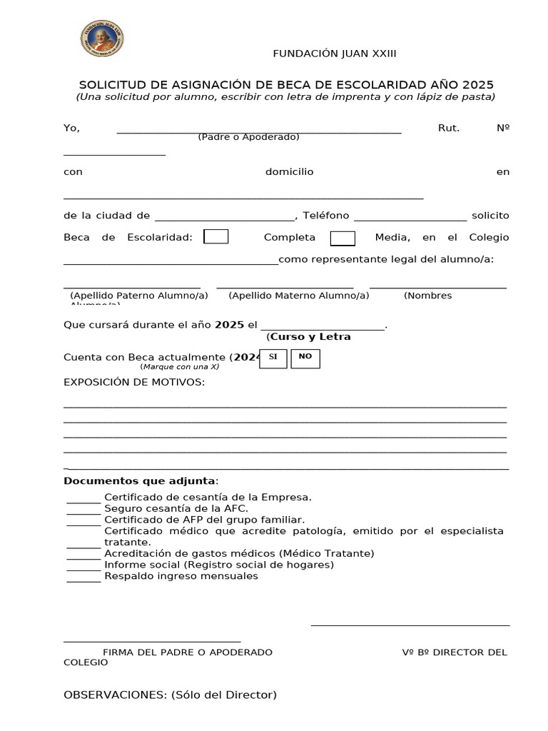 Formulario beca 2025 | PDF