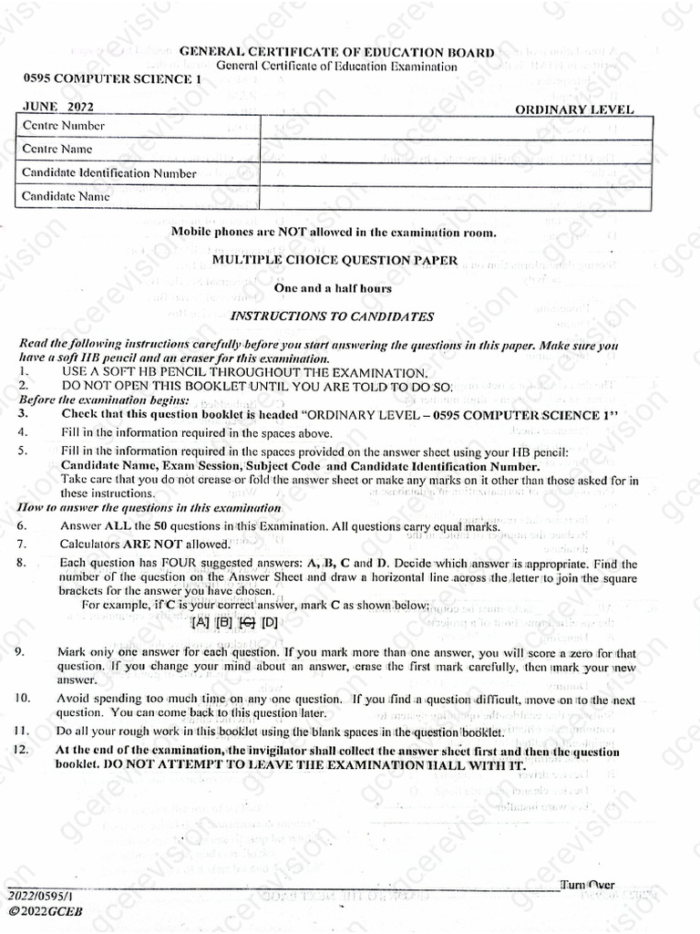 Ol 2022 Computer Science p1 | PDF