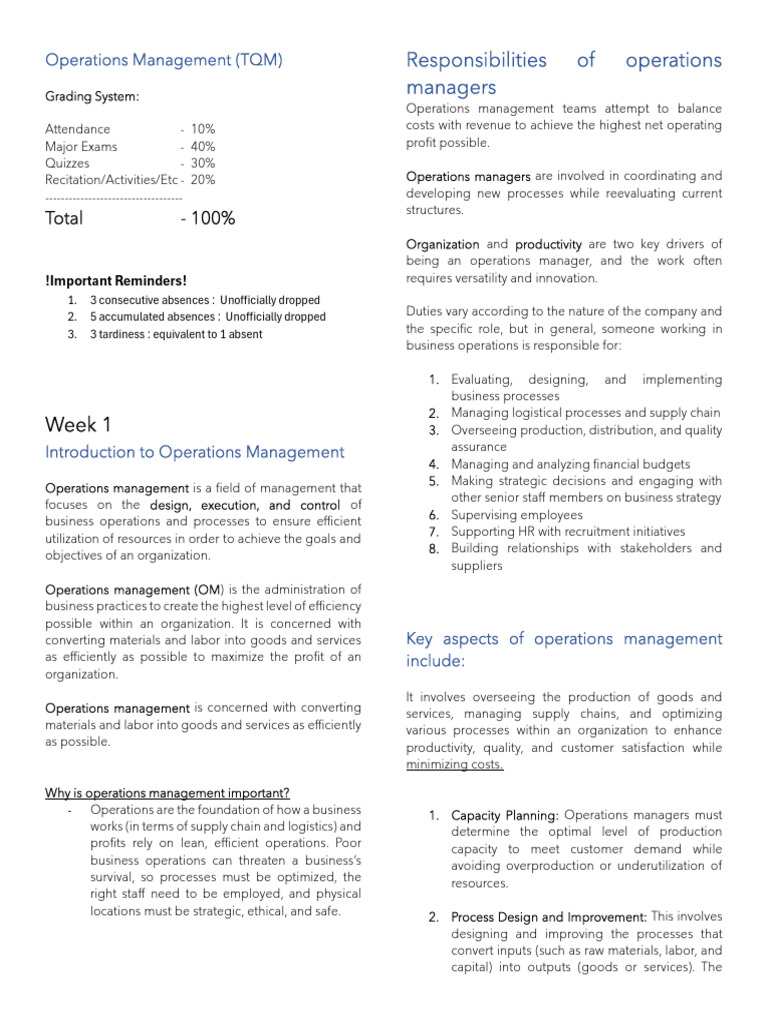 Week 1 TQM | PDF