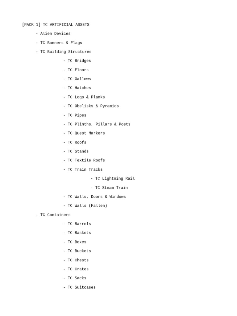 Packs Content & Tag Structure | PDF