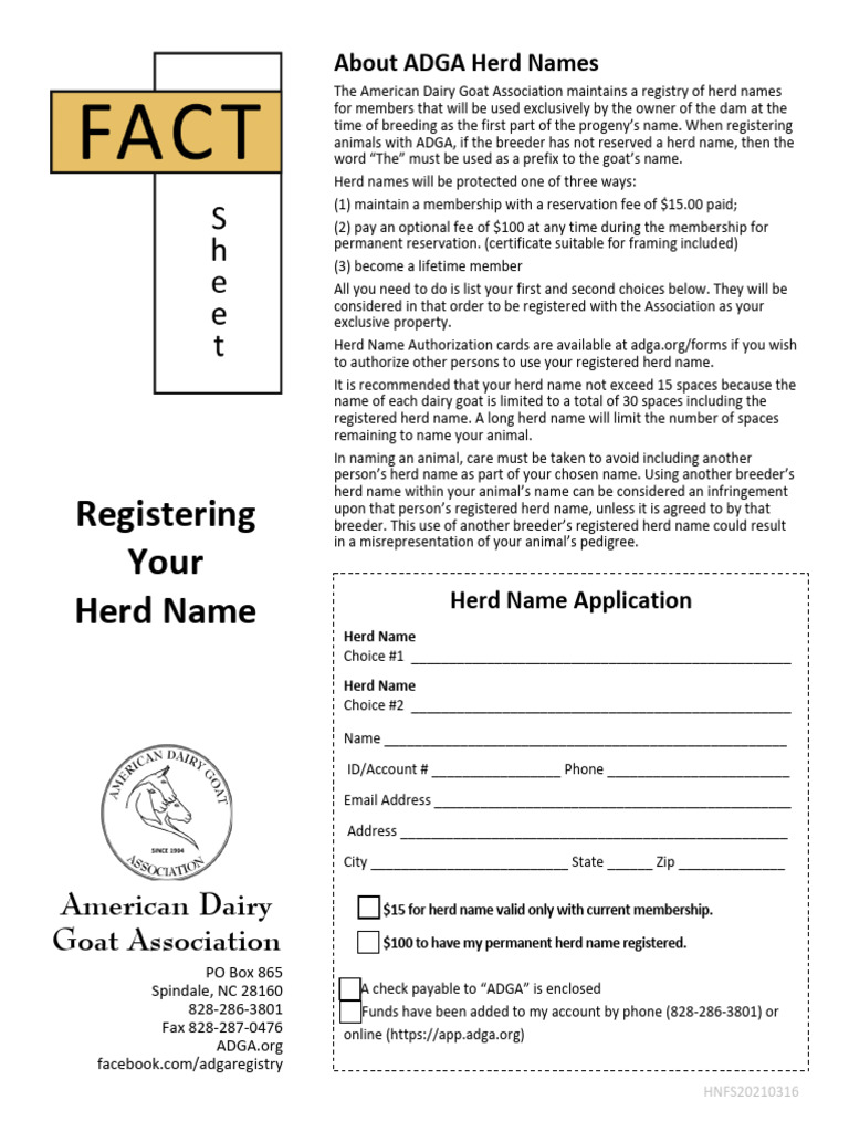 Herd Name Application | PDF