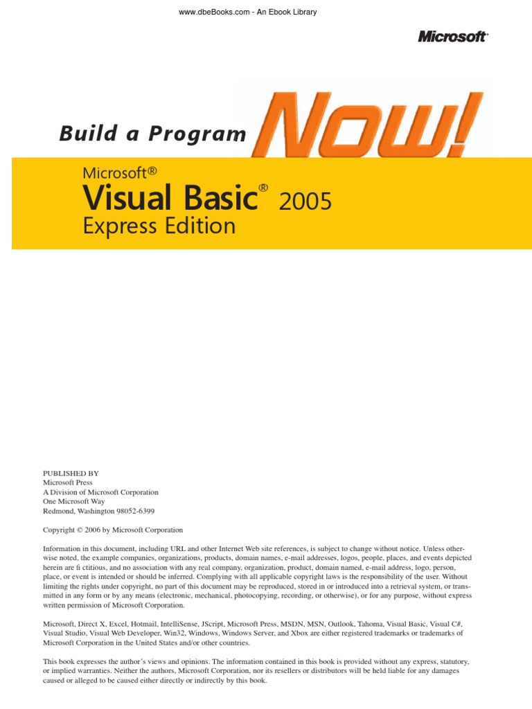Microsoft Visual Basic 2005 Express Edition - Build A Program Now | PDF | Microsoft | Business