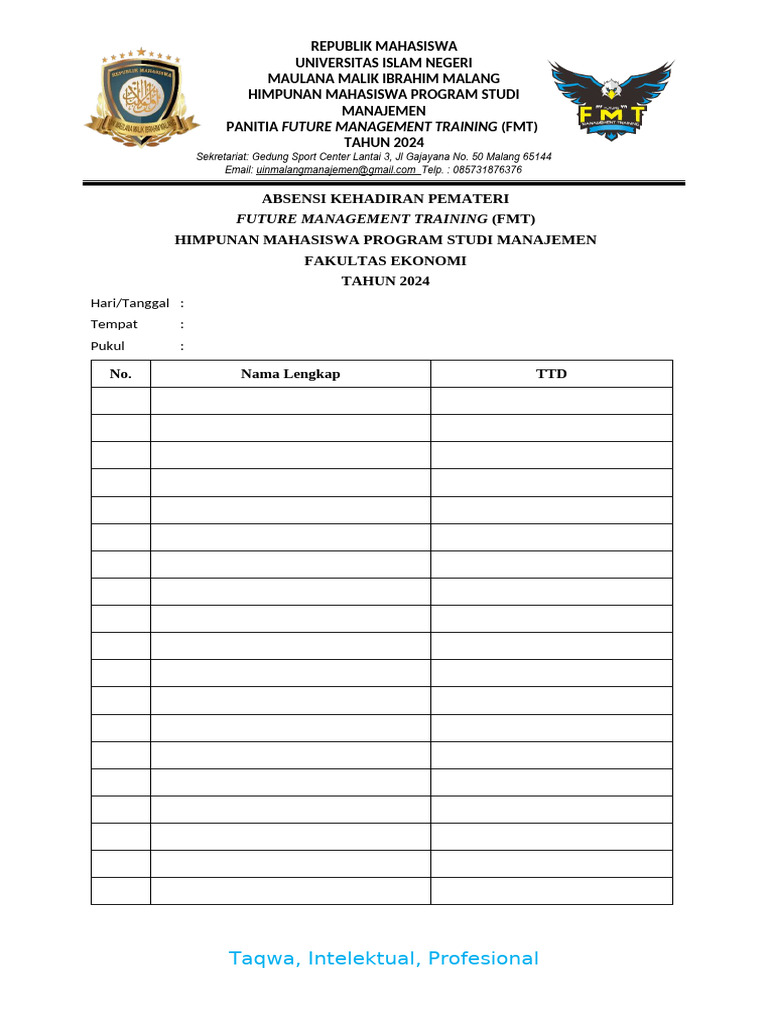 (4×) Format Absensi Pemateri | PDF