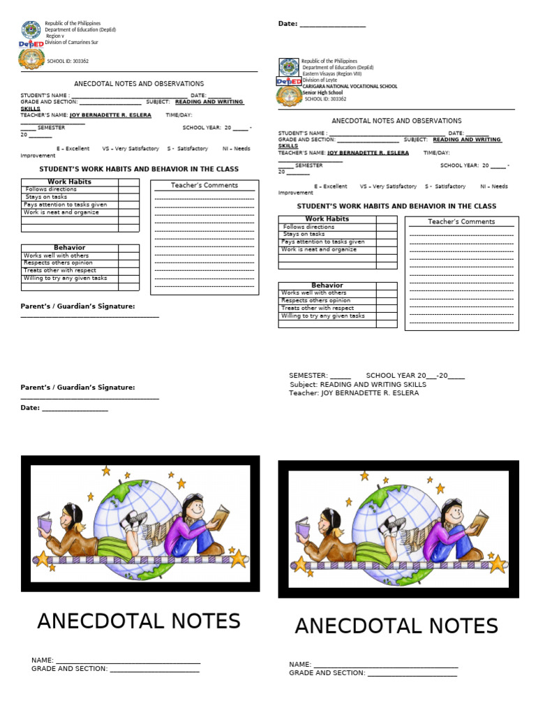 Anecdotal Template | PDF