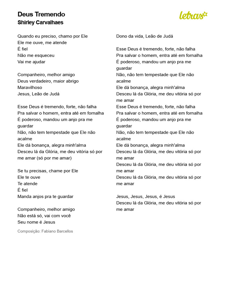 DEUS TREMENDO - Shirley Carvalhaes (Impressão) | PDF