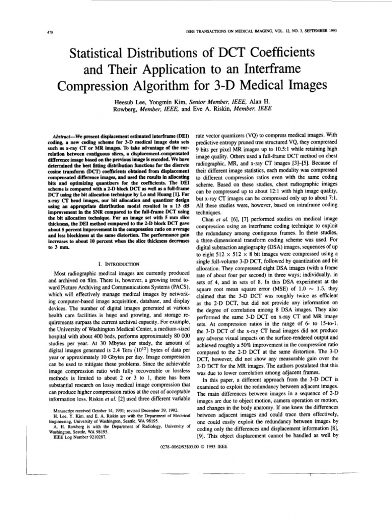 Statistical Distributions of DCT Coefficients and Their Application To ...