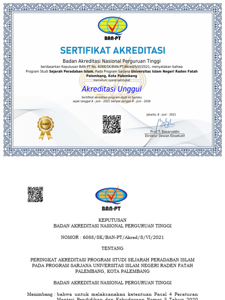 Sertifikat Akreditasi Prodi SPI | PDF