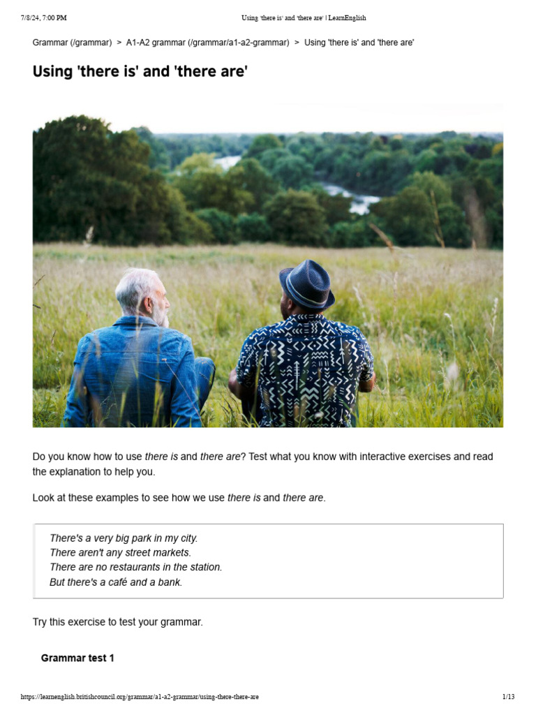 Using 'There Is' and 'There Are' - LearnEnglish | PDF