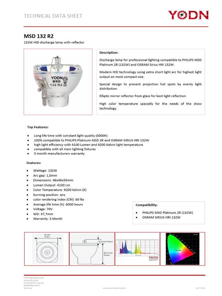 Technical Data Sheet Yodn MSD 132 R2 en | PDF