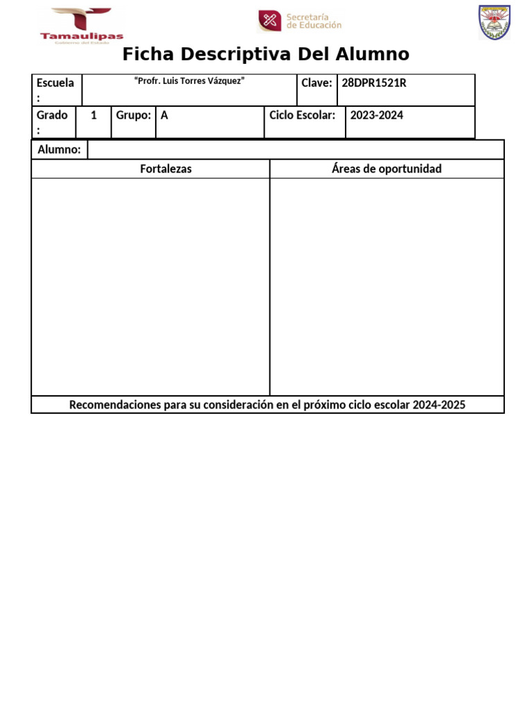 Ficha Descriptiva Alumnos | PDF