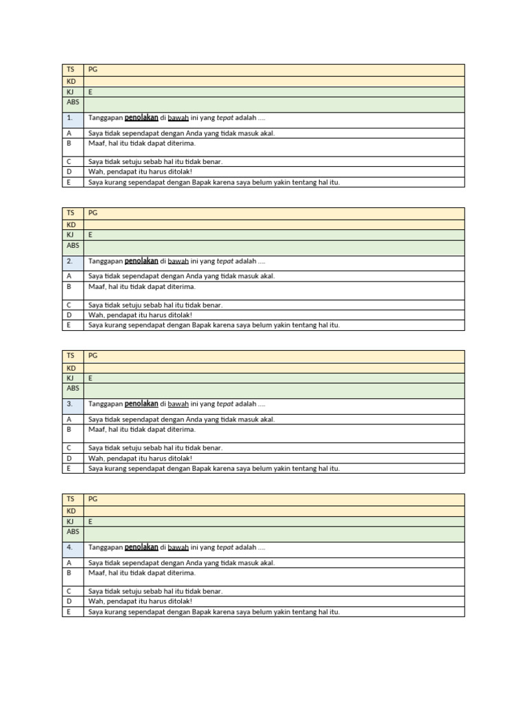 Format Input Soal Doc 2 | PDF