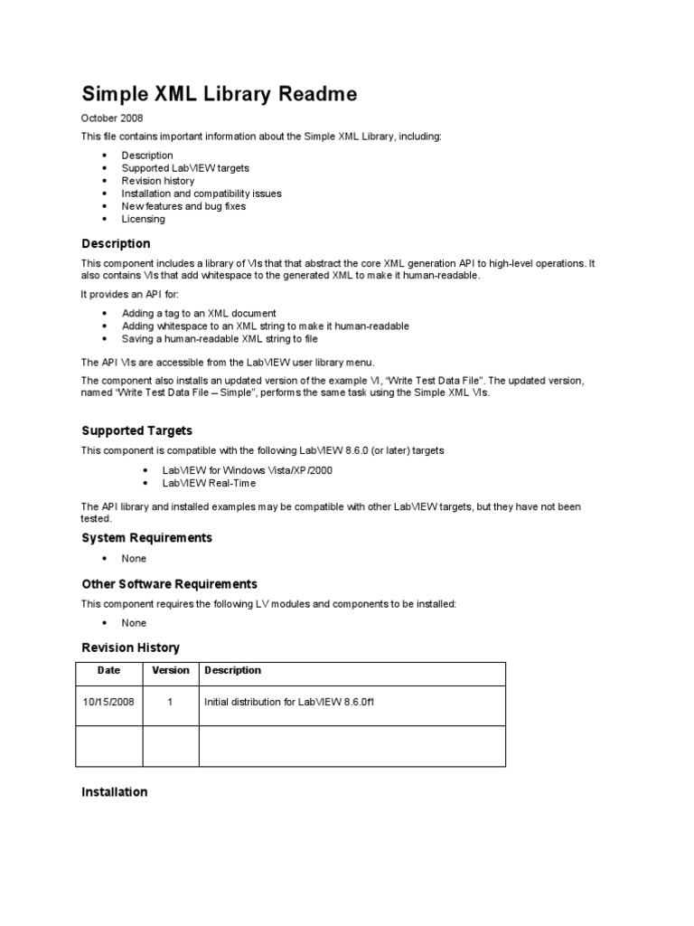 Readme - Simple XML API | PDF | Application Programming Interface | Library (Computing)