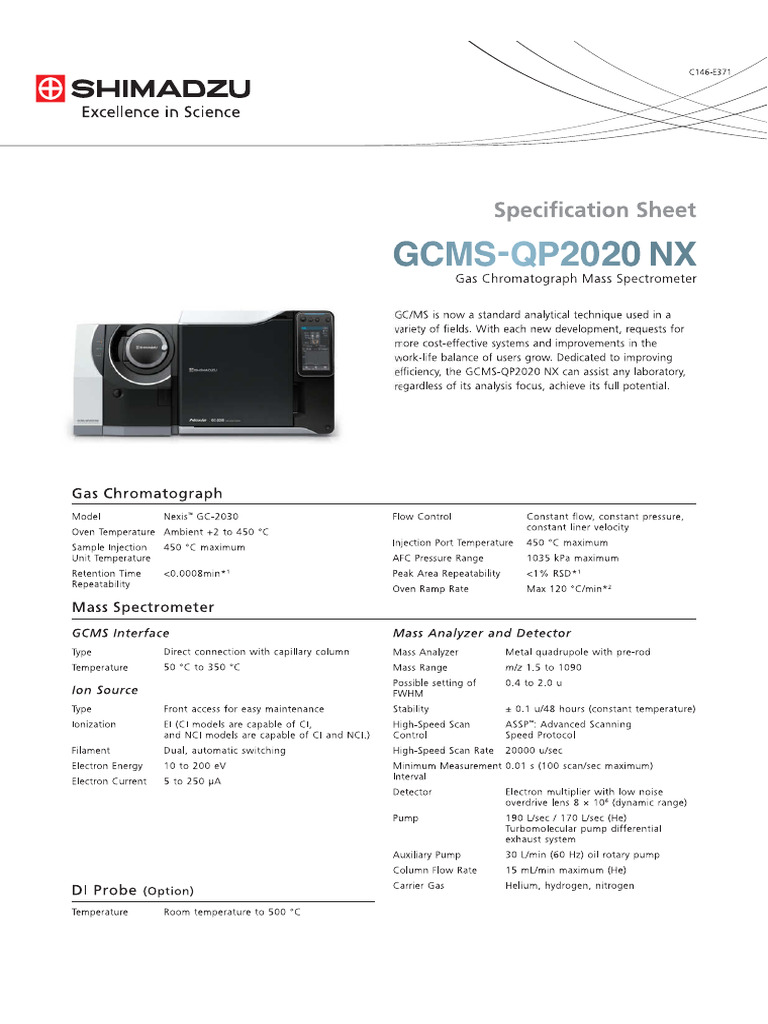 GCMS-QP2020 NX Specification Sheet（en） | PDF
