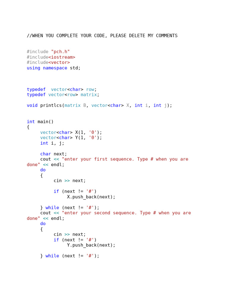 Coding LCS Handout | PDF