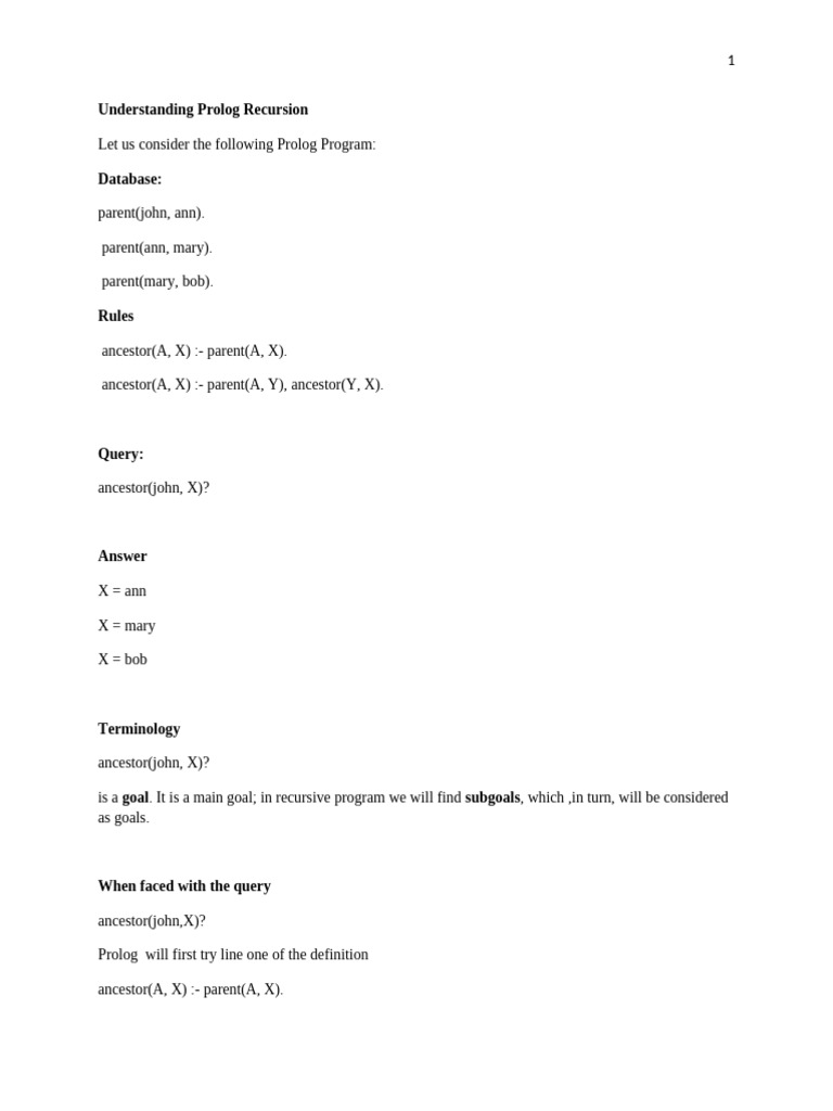 Prolog and Recursion | PDF