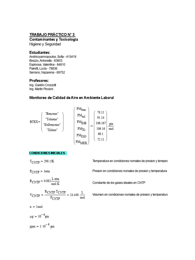 Mathcad - Cálculos TP3 | PDF | Atmósfera | Ciencia y matemáticas