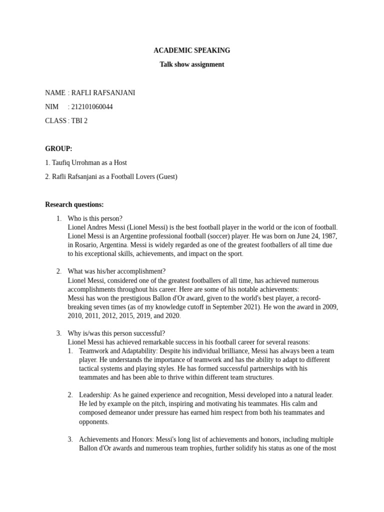 Script Talk Show - Academic Speaking | PDF