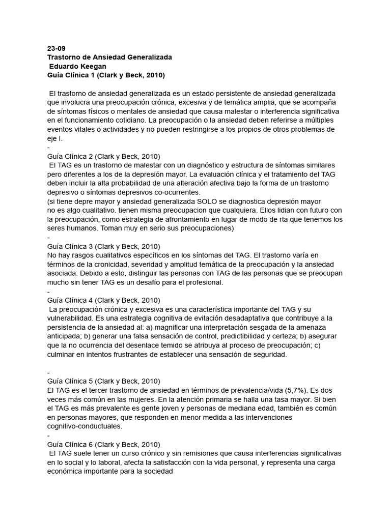 23-09 Trastorno de Ansiedad Generalizada Eduardo Keegan Guía Clínica 1 ...