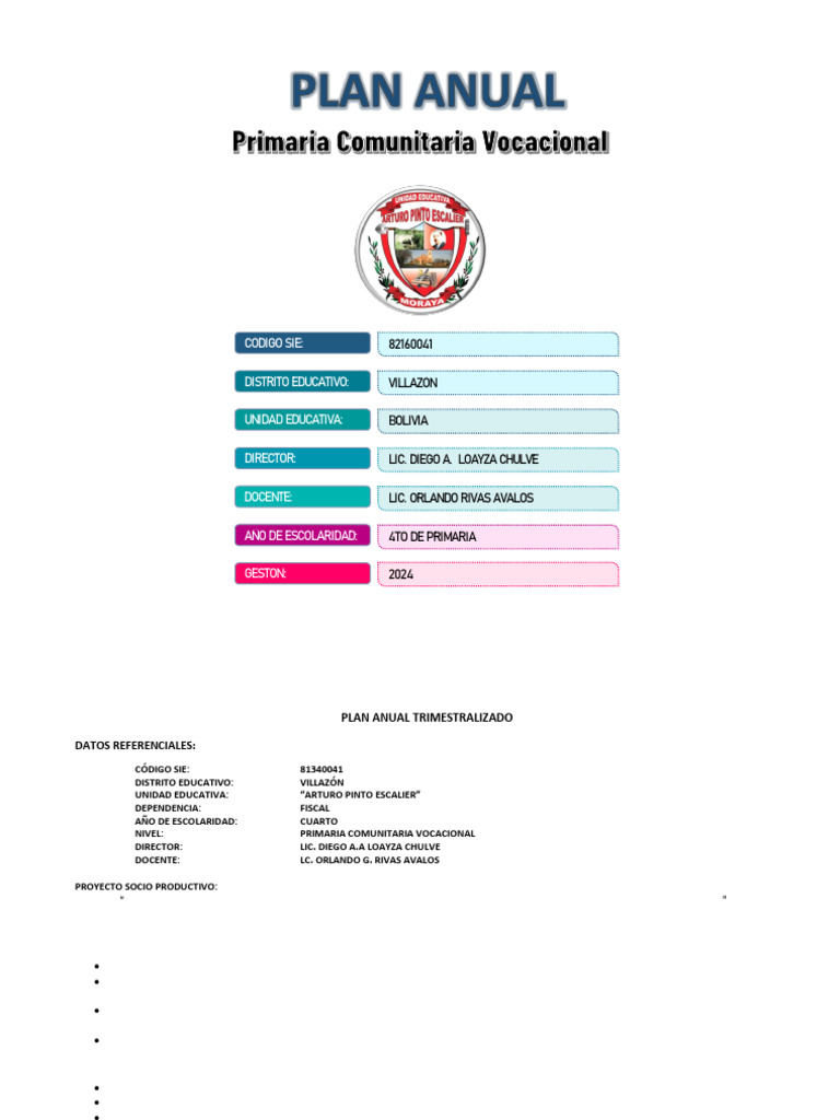 4to de Primaria Pat - 2024 | PDF