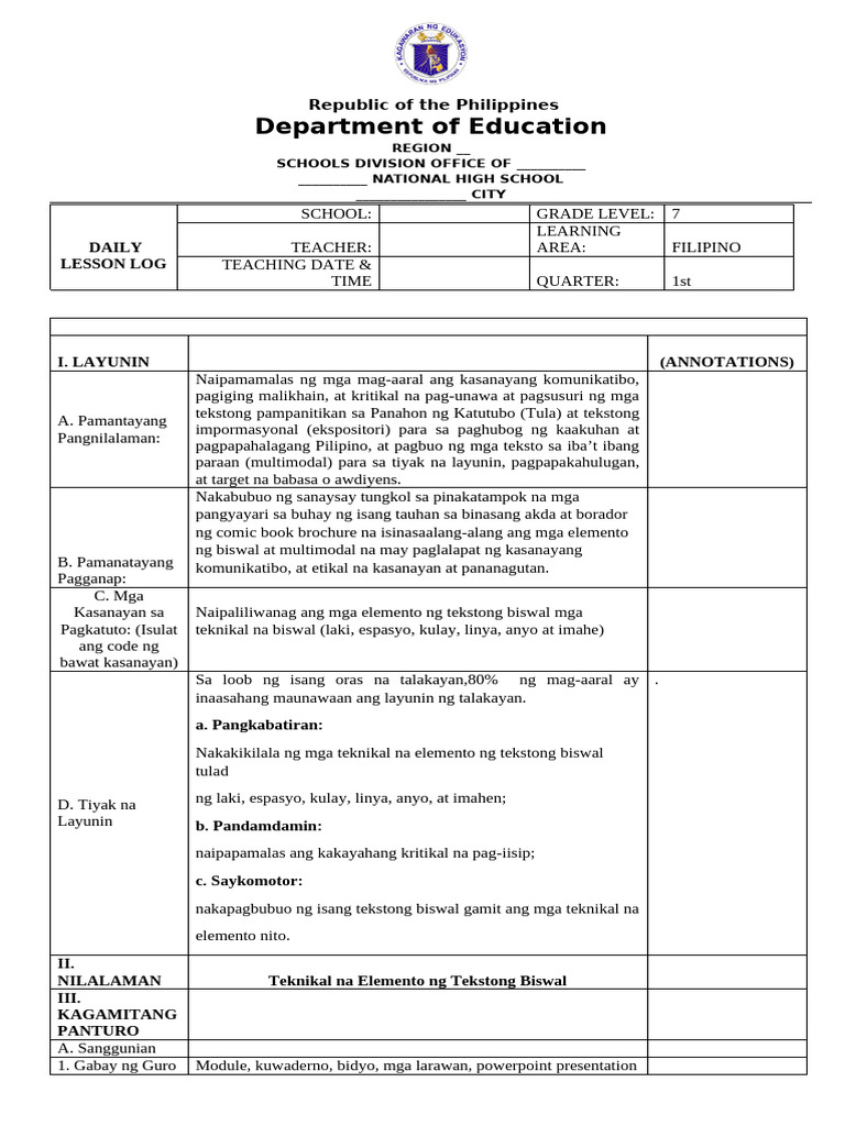 Elemento NG Tekstong Biswal | PDF