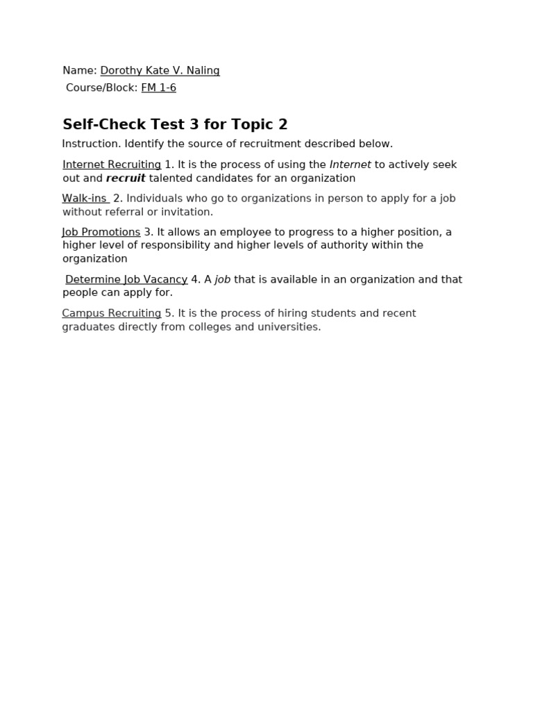 Self-Check Test 3 Topic 2 | PDF