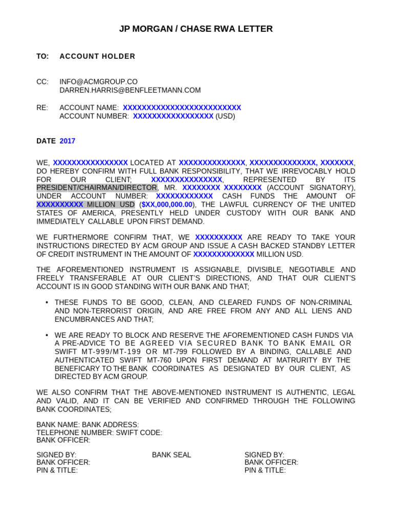 RWA Letter To Account Holder - ACM - Benfleet | PDF